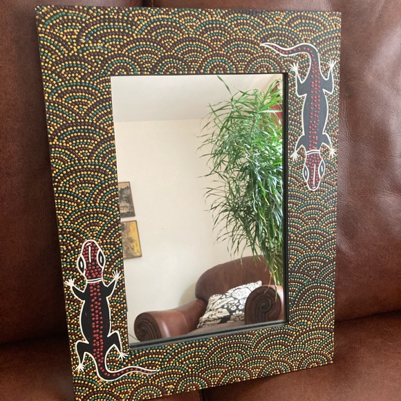 Wall Decor | Indonesian Mirror In Wooden Frame With Painted Bali Dots ...